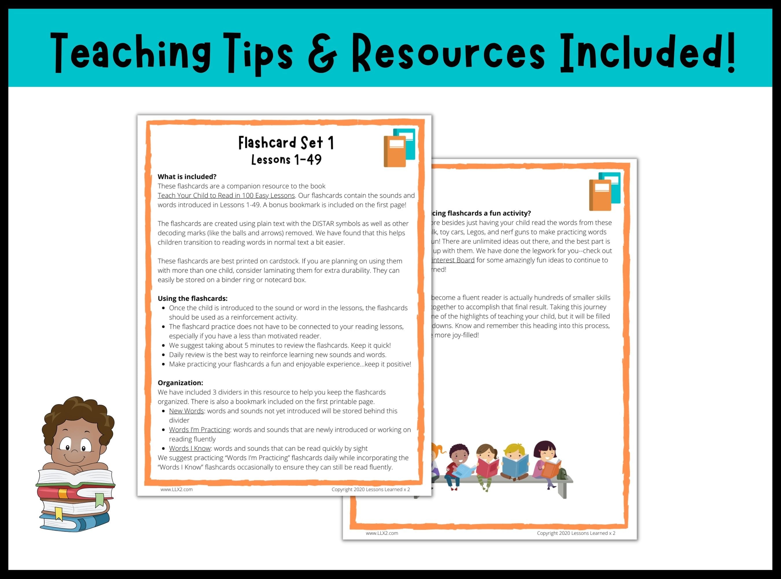 Teach Your Child to Read in 100 Easy Lessons, Flashcards for Lessons 1 ...