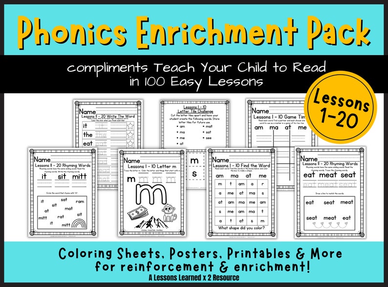 Teach Your Child to Read in 100 Easy Lessons Phonics Worksheets ...