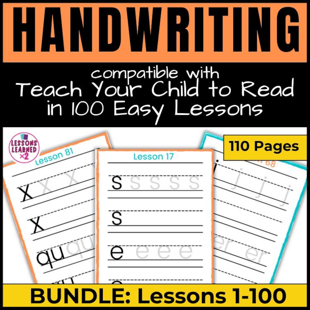 Teach Your Child to Read in 100 Easy Lessons, Handwriting Lessons 1-100 ...