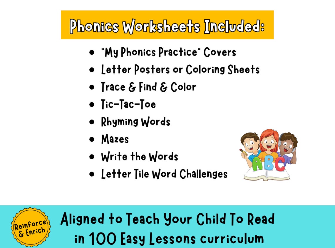 Teach Your Child to Read in 100 Easy Lessons Phonics Worksheets, Lessons 1 - 20, 100 Easy ...