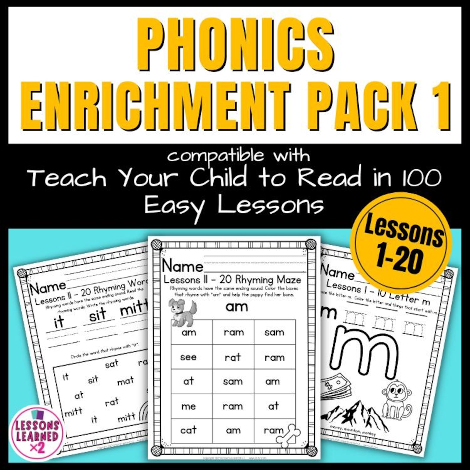 Phonics Worksheets for Teach Your Child to Read in 100 Easy Lessons 1 ...