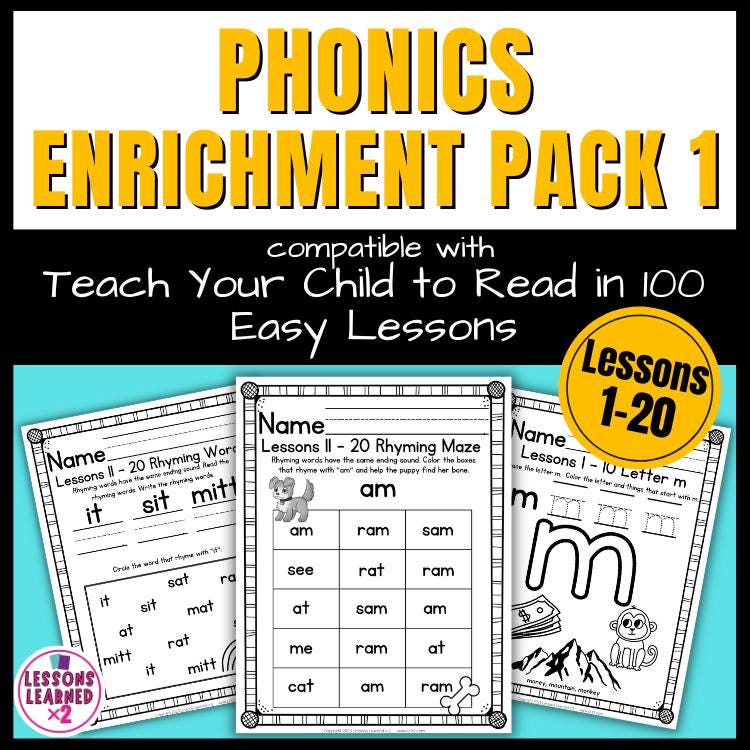 Teach Your Child to Read in 100 Easy Lessons Phonics Worksheets ...