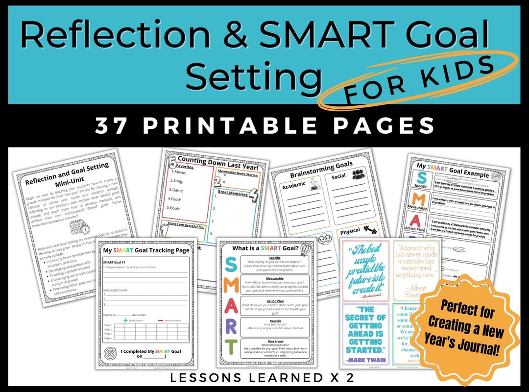 New Years Kids Activities, SMART Goal Setting Printables Kids Teachers ...