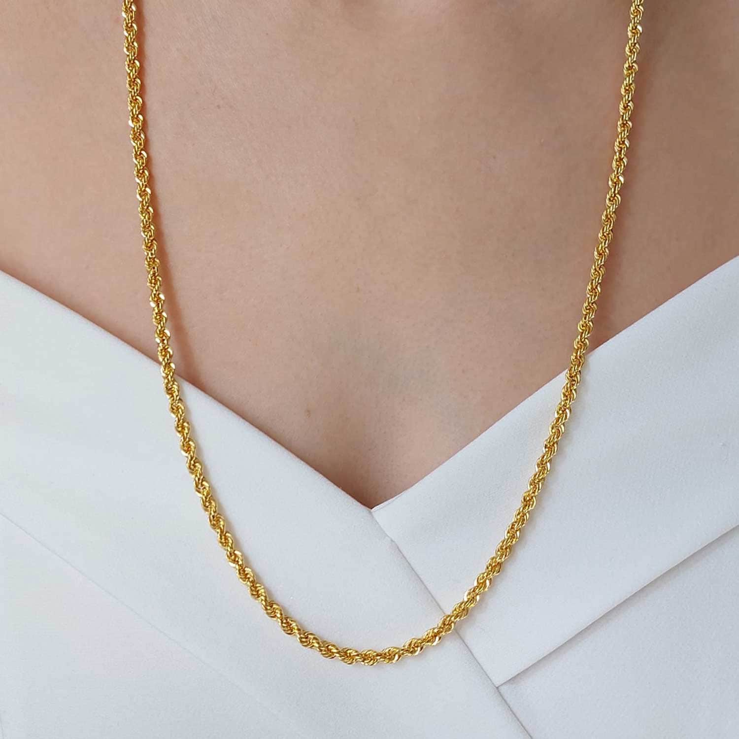 22K Real Gold Rope Chain 4mm / Real Gold Unisex Rope Chain /twist Chain ...