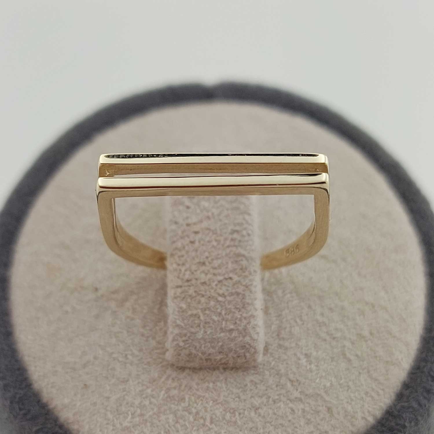 Solid Gold Flat Ring , Gold Flat Bar Ring , 14k Solid Gold Ring, Tiny ...