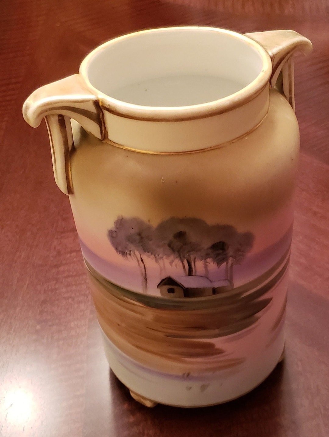 Antique Nippon Morimura Hand Painted Vase Cabin Scene - Etsy