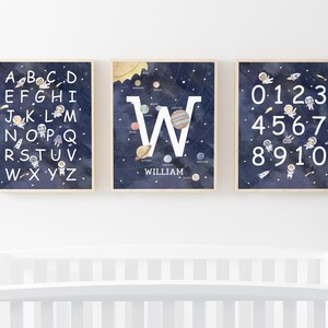 Custom Space Alphabet Numbers Print, Personalized Name Astronaut Animal ...