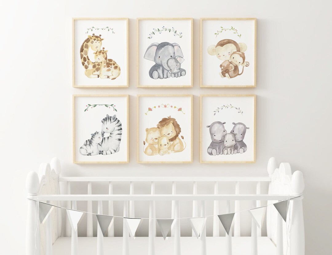 Mother and Baby Animal Print, Animal Family Print, Animal Nursery ...