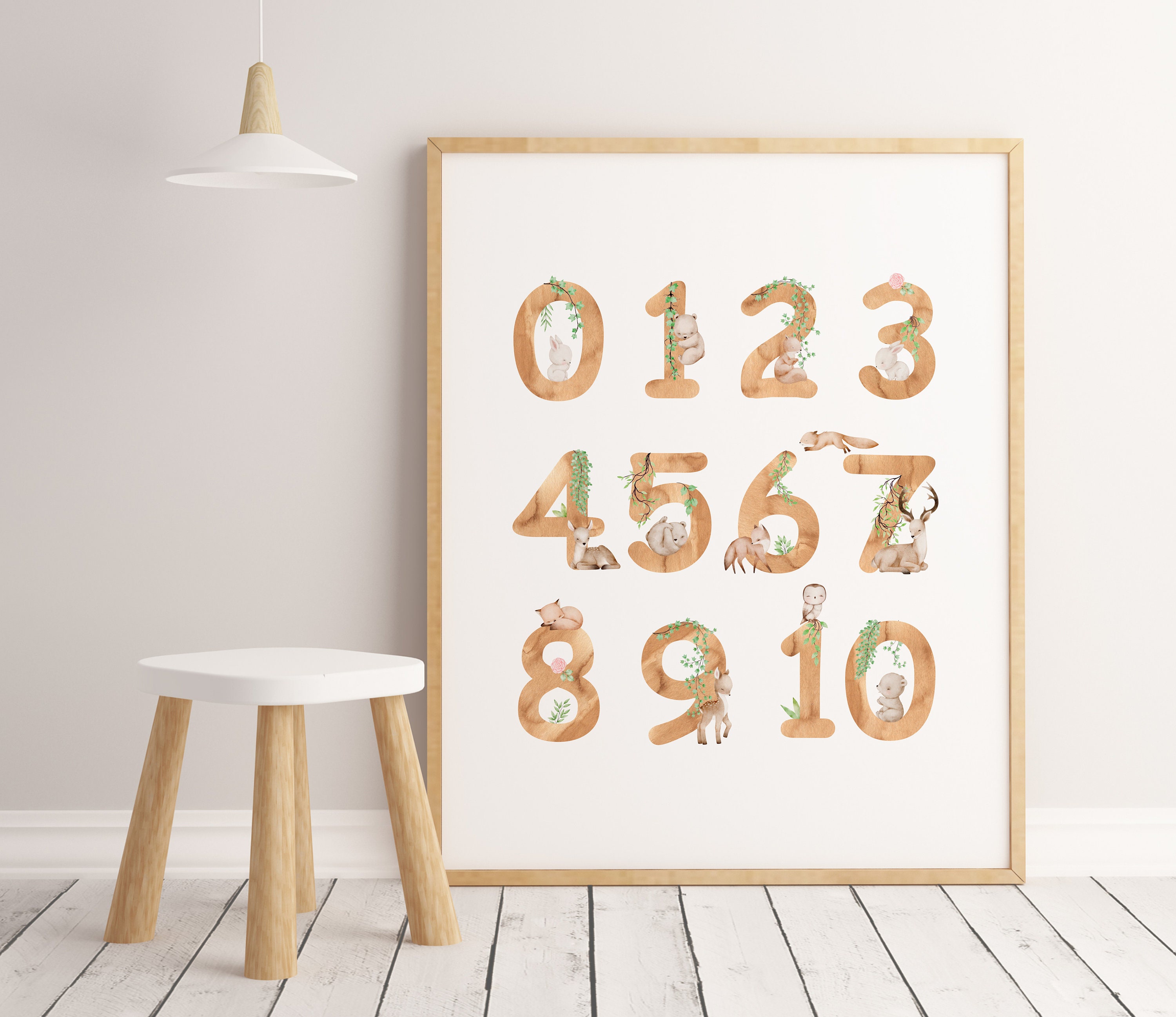 Woodland Alphabet and Numbers Print Forest ABC Nursery Wall - Etsy