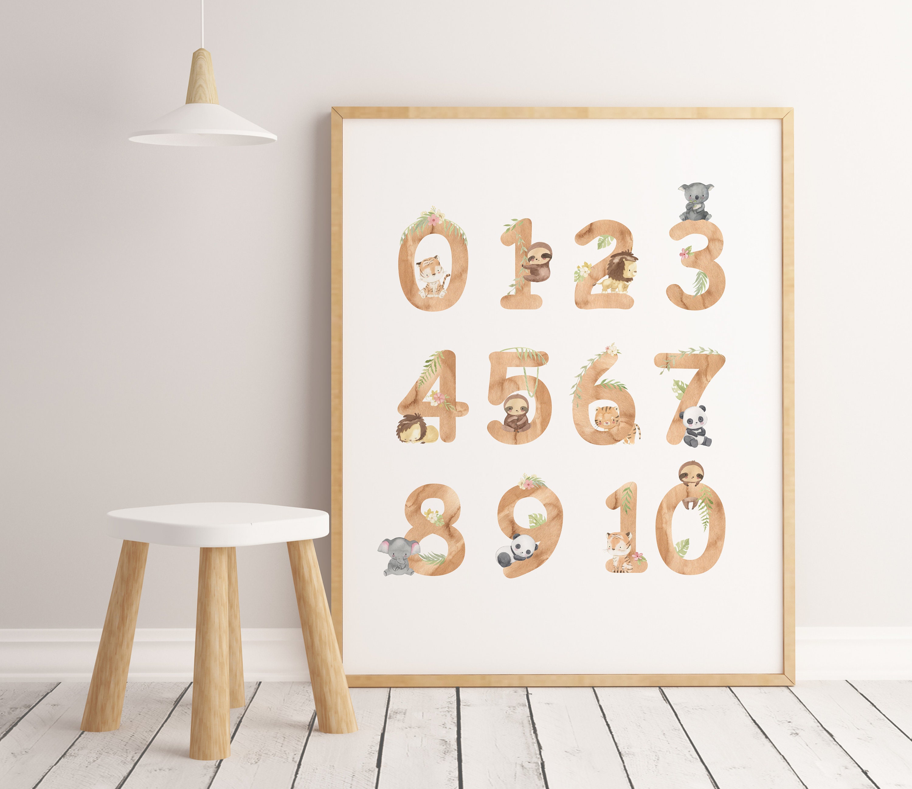 Safari Alphabet and Numbers Print ABC Nursery Wall Decor - Etsy