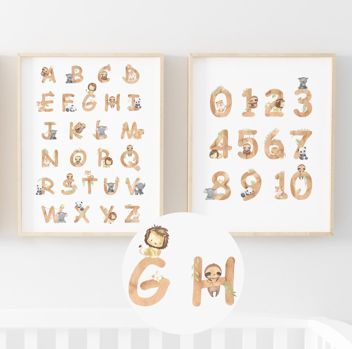 Safari Alphabet and Numbers Print ABC Nursery Wall Decor - Etsy