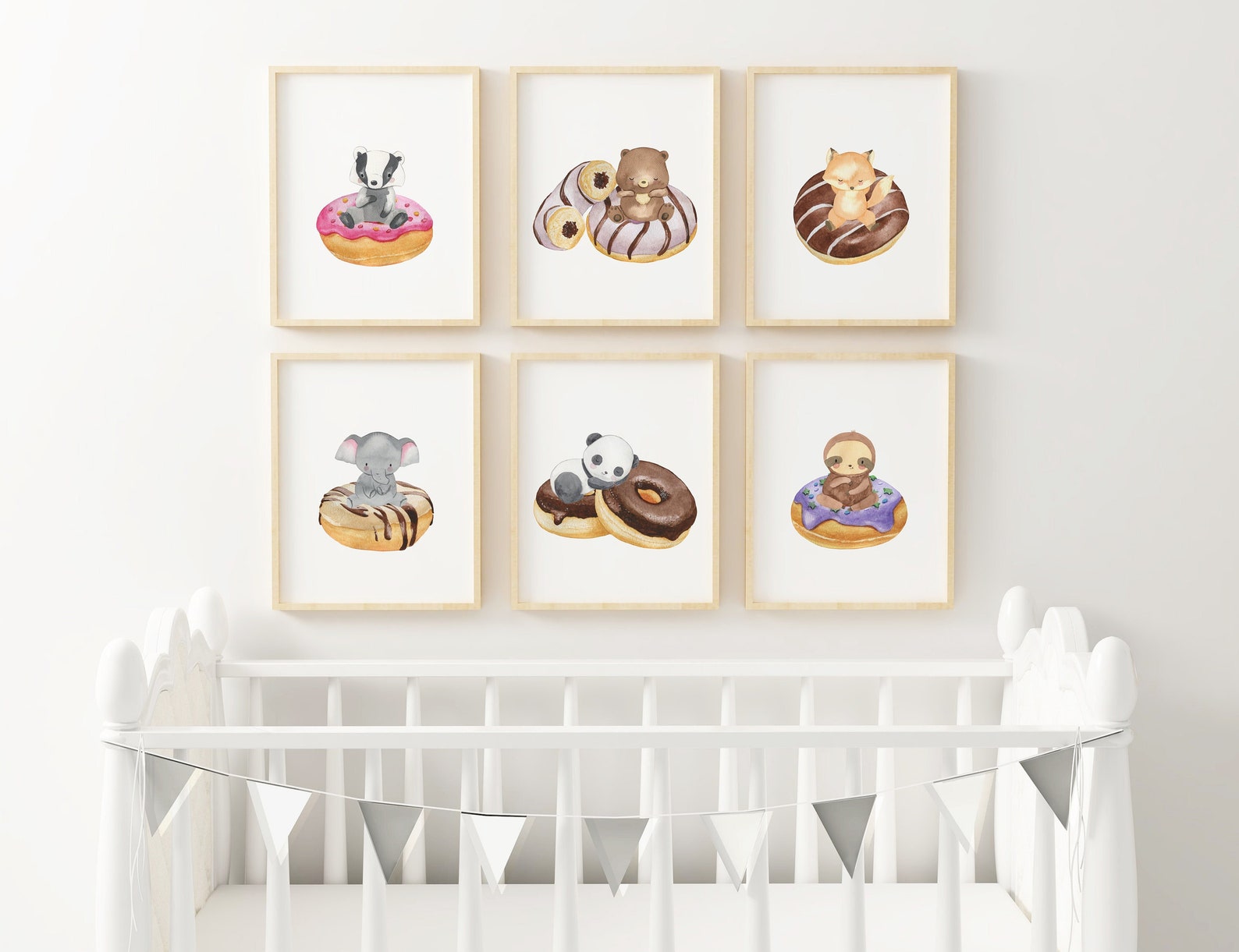 Animal Donut Nursery Print, Animals Doughnut Wall Decor, Animal Cake ...