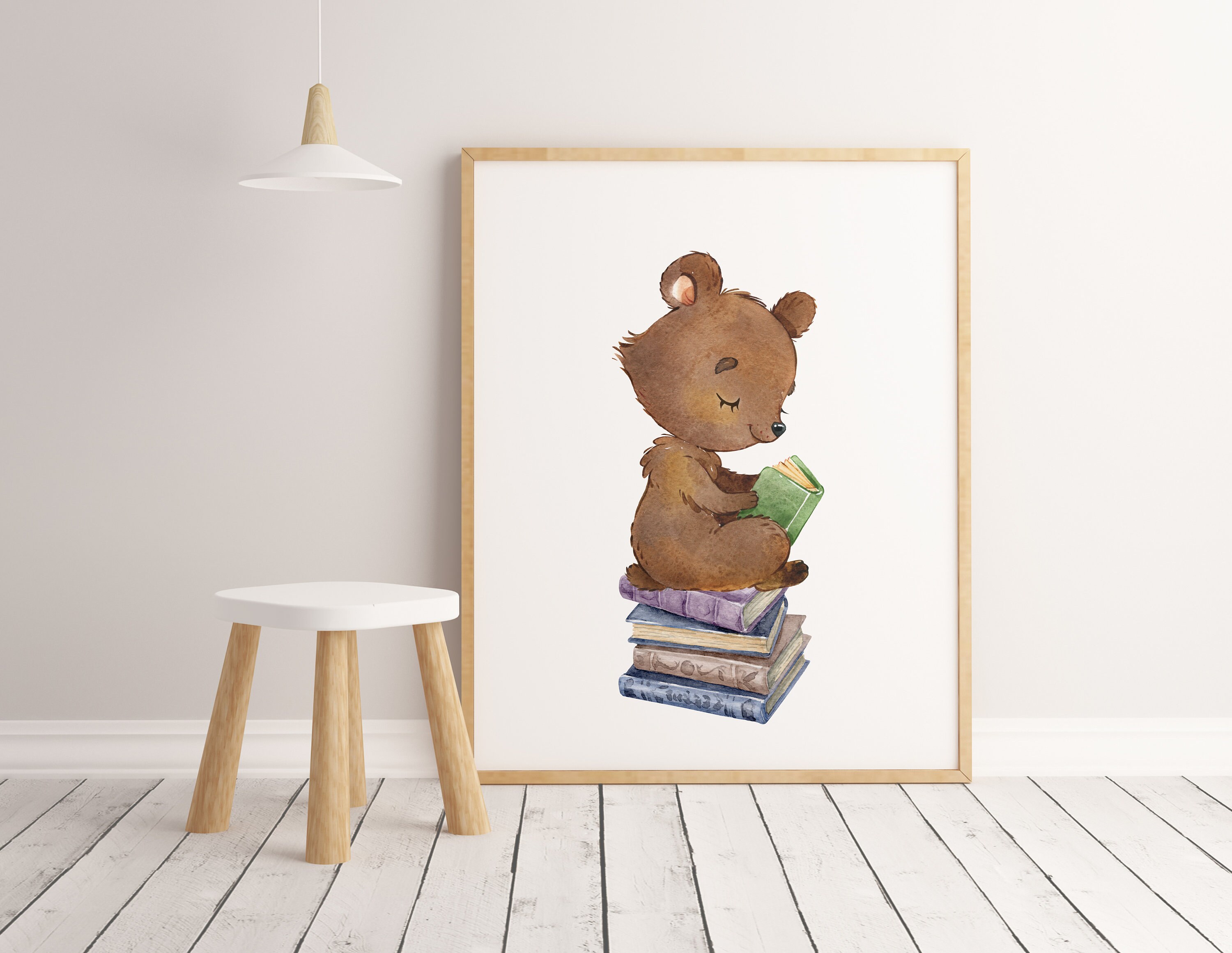Animals Reading Prints, Animal and Book Nursery Wall Decor, Animal ...