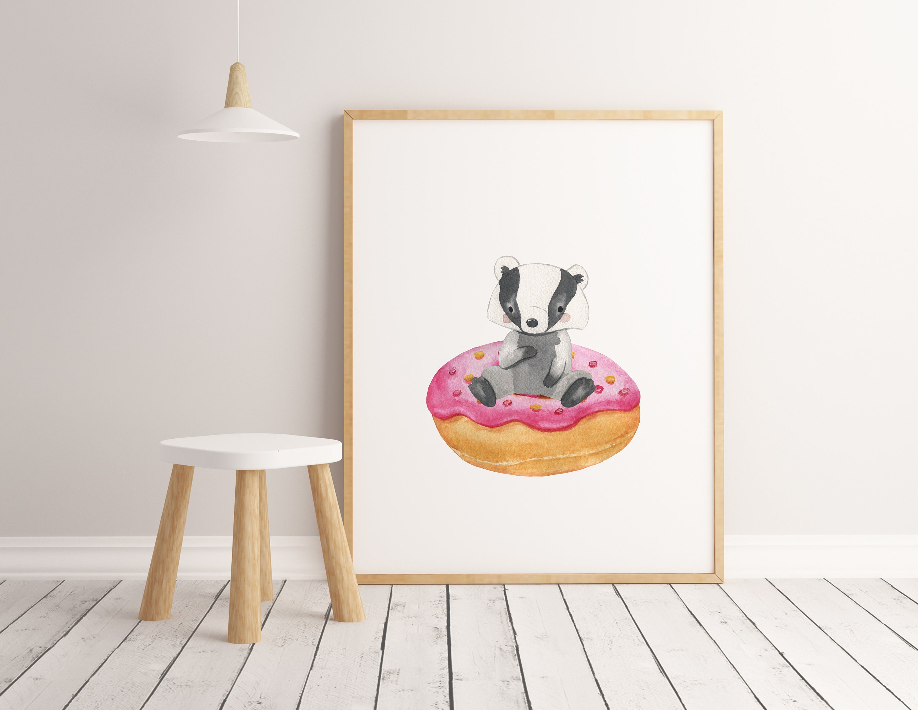 Animal Donut Nursery Print, Animals Doughnut Wall Decor, Animal Cake ...