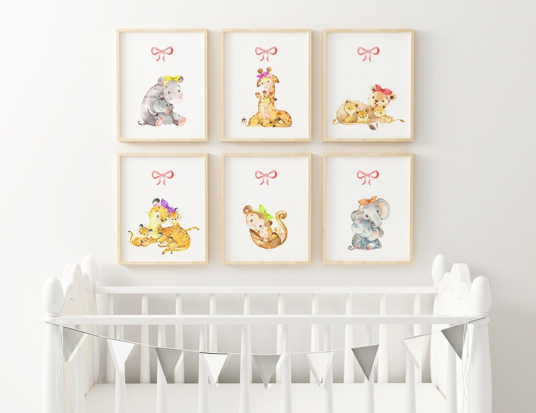 Mother Baby Animal Prints, Mommy Child Nursery Wall Decor, Animal ...