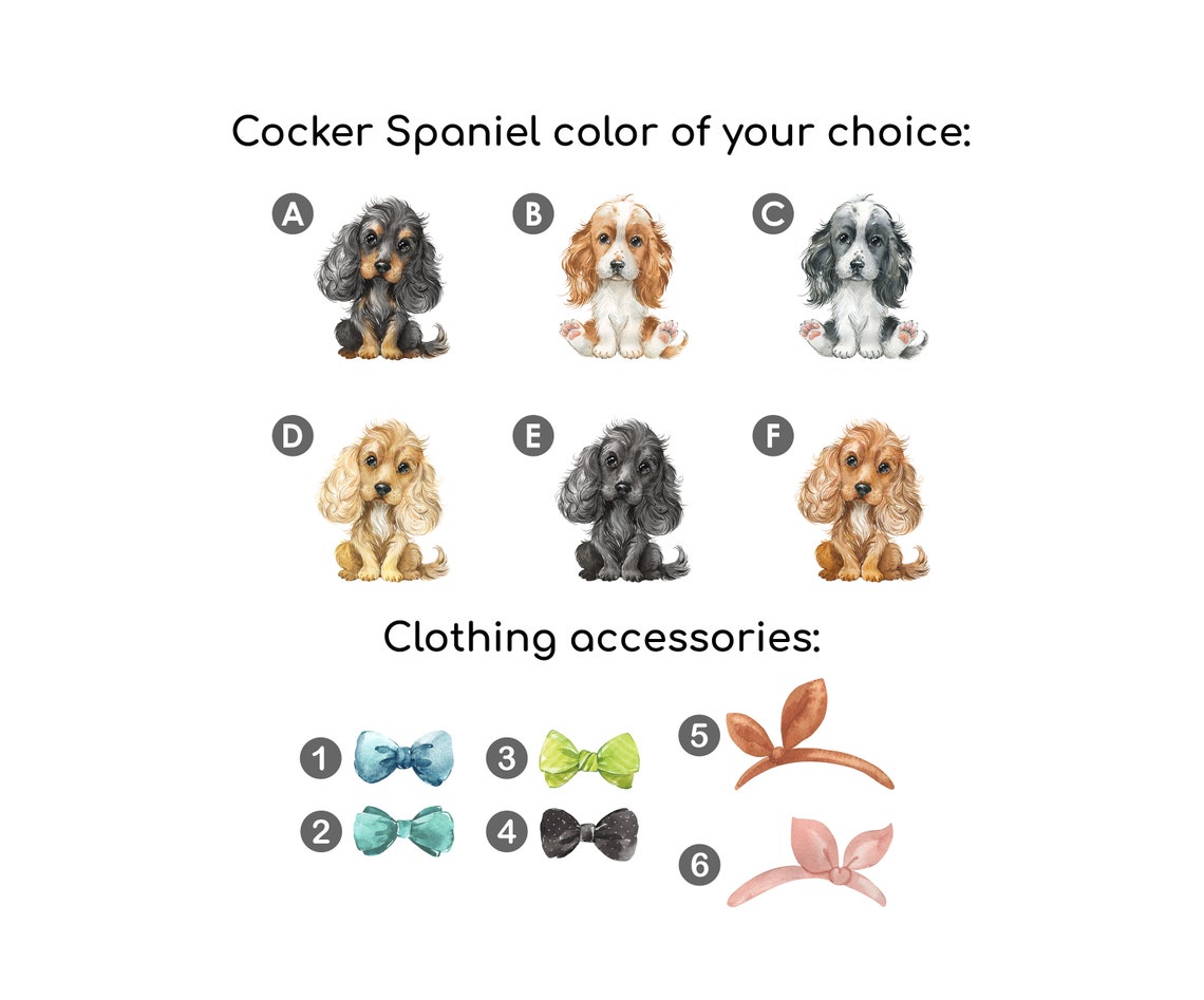 Custom Cocker Spaniel Dog Print, Personalized Cocker Spaniel Puppy Wall ...