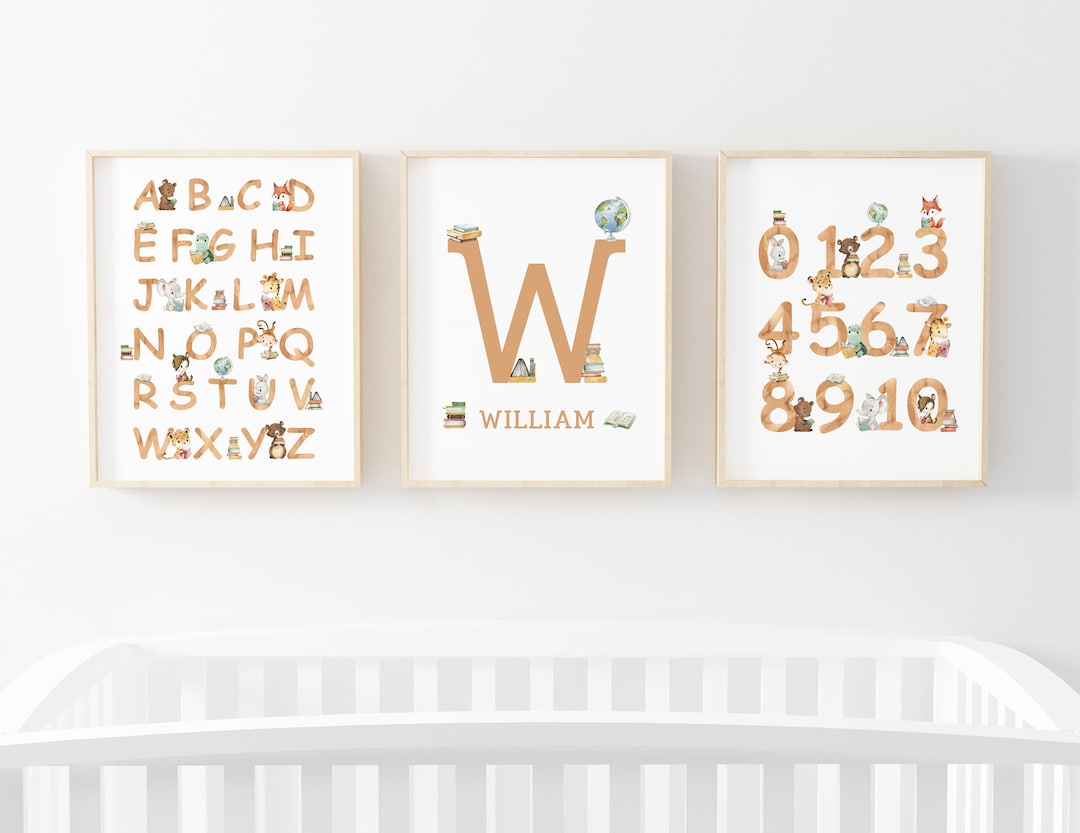 Custom Animal Alphabet Numbers Print, Personalized Safari Animal ABC ...