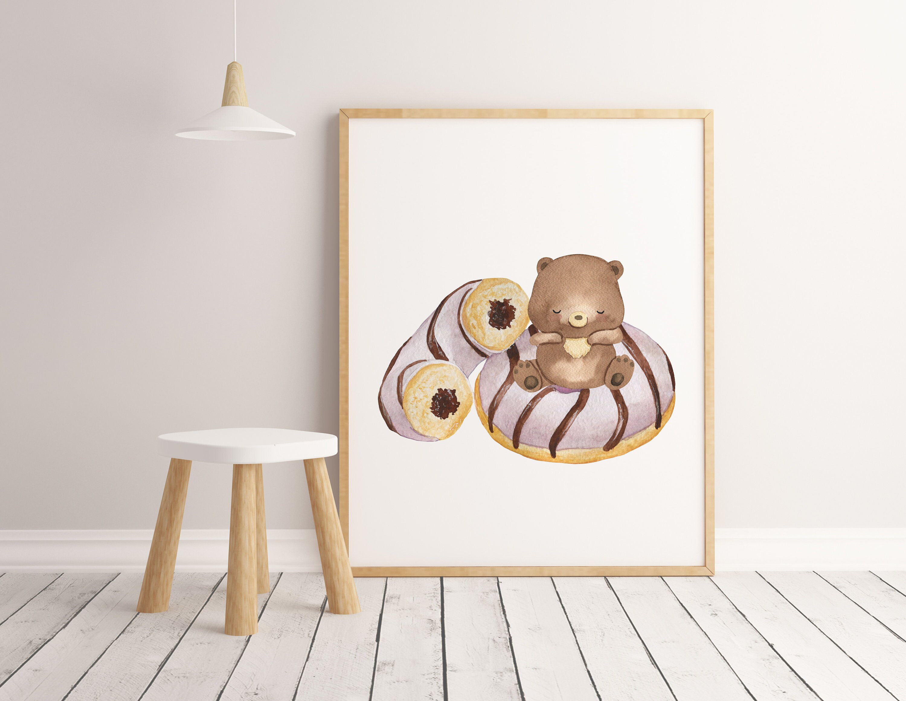 Animal Donut Nursery Print, Animals Doughnut Wall Decor, Animal Cake ...