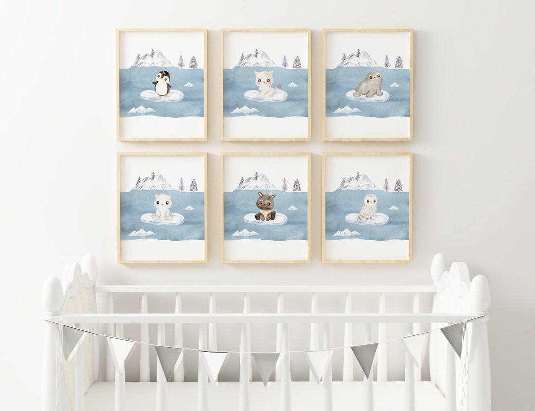 Arctic Animal Print, Polar Animals Nursery Wall Decor, Animal Nautical ...