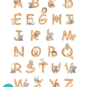 Safari Alphabet and Numbers Print, ABC Nursery Wall Decor, Neutral ...