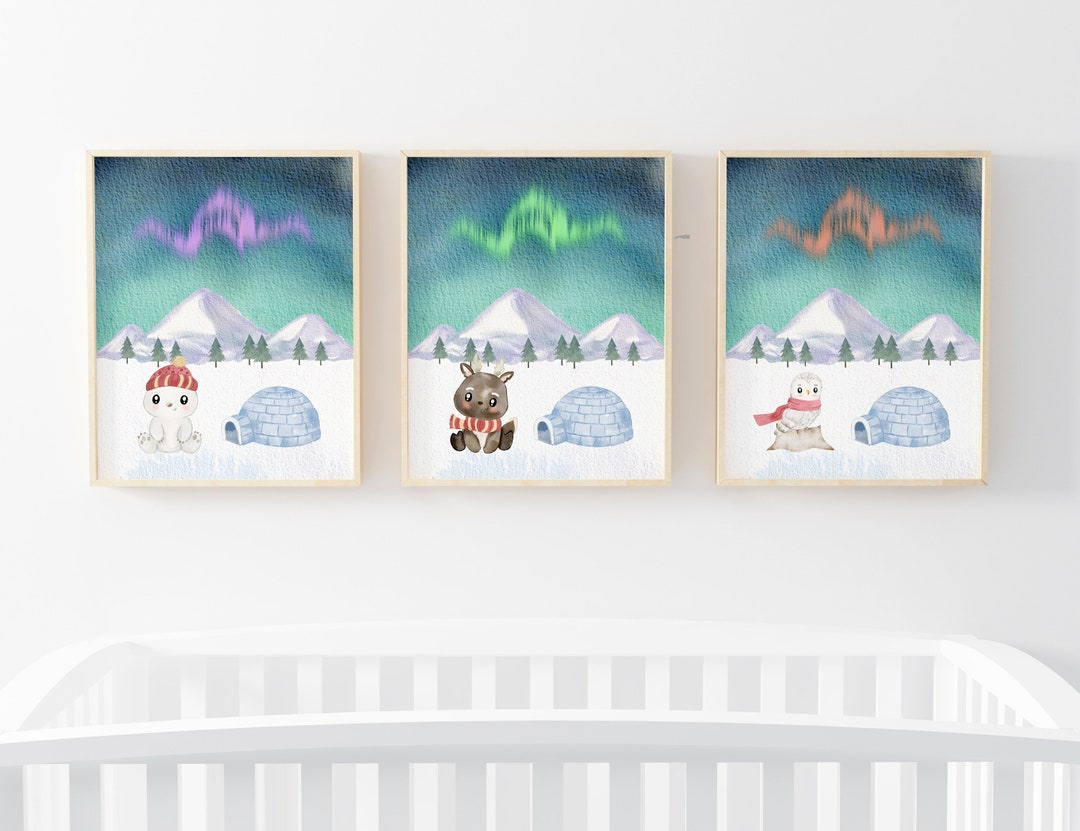 Arctic Animal Print, Polar Animals Nursery Wall Decor, Winter Animal ...