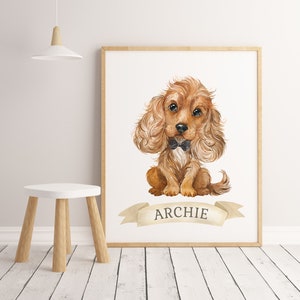 Custom Cocker Spaniel Dog Print, Personalized Cocker Spaniel Puppy Wall ...