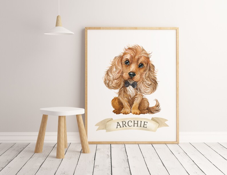 Custom Cocker Spaniel Dog Print, Personalized Cocker Spaniel Puppy Wall ...