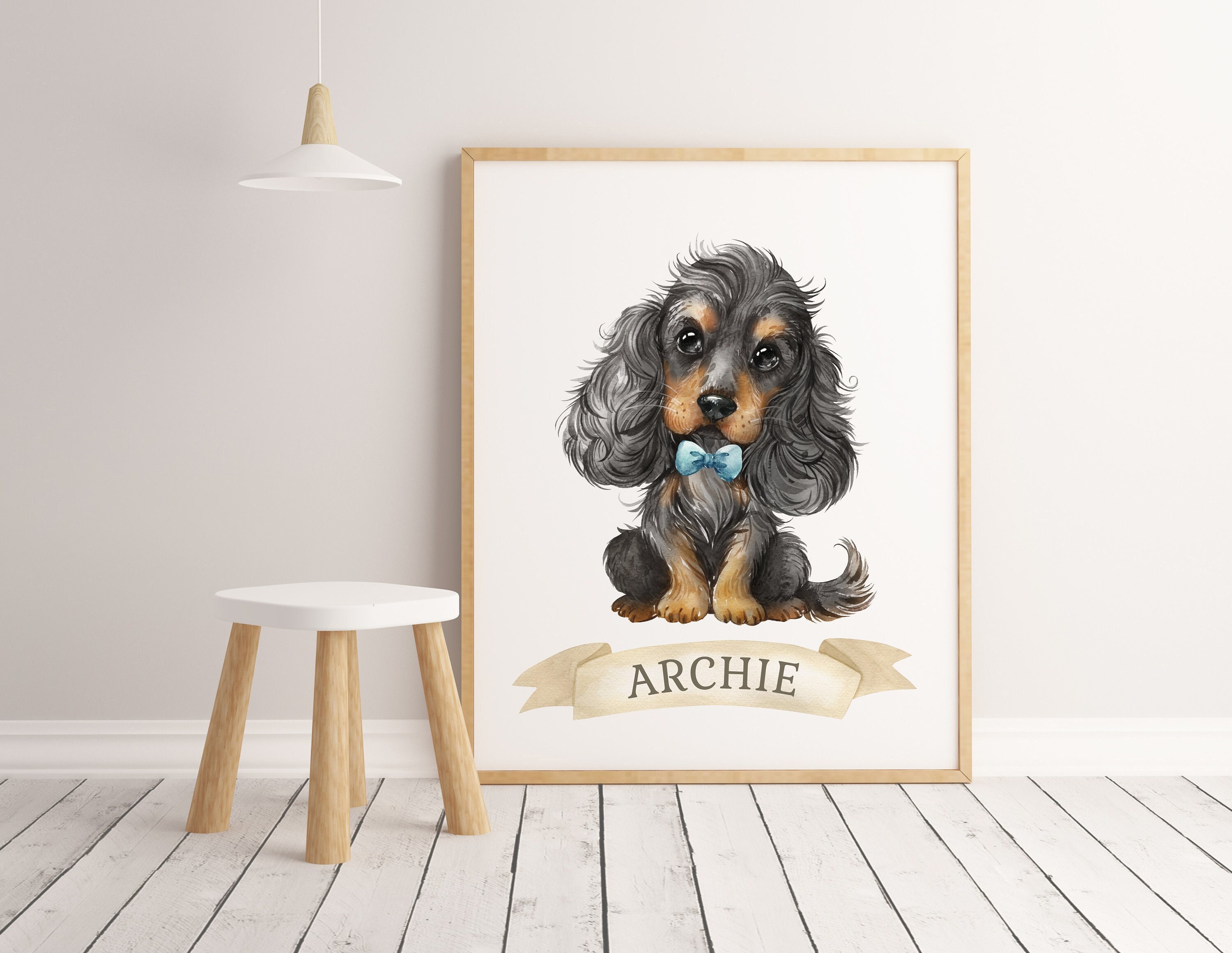 Custom Cocker Spaniel Dog Print, Personalized Cocker Spaniel Puppy Wall ...