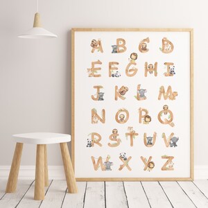Safari Alphabet and Numbers Print ABC Nursery Wall Decor - Etsy