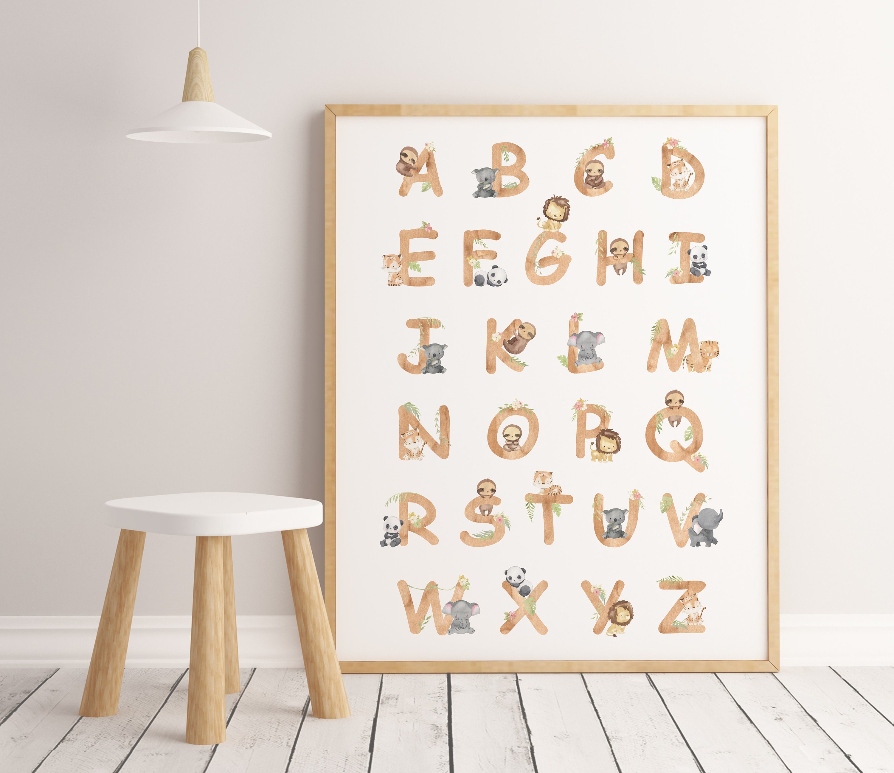 Safari Alphabet and Numbers Print ABC Nursery Wall Decor - Etsy