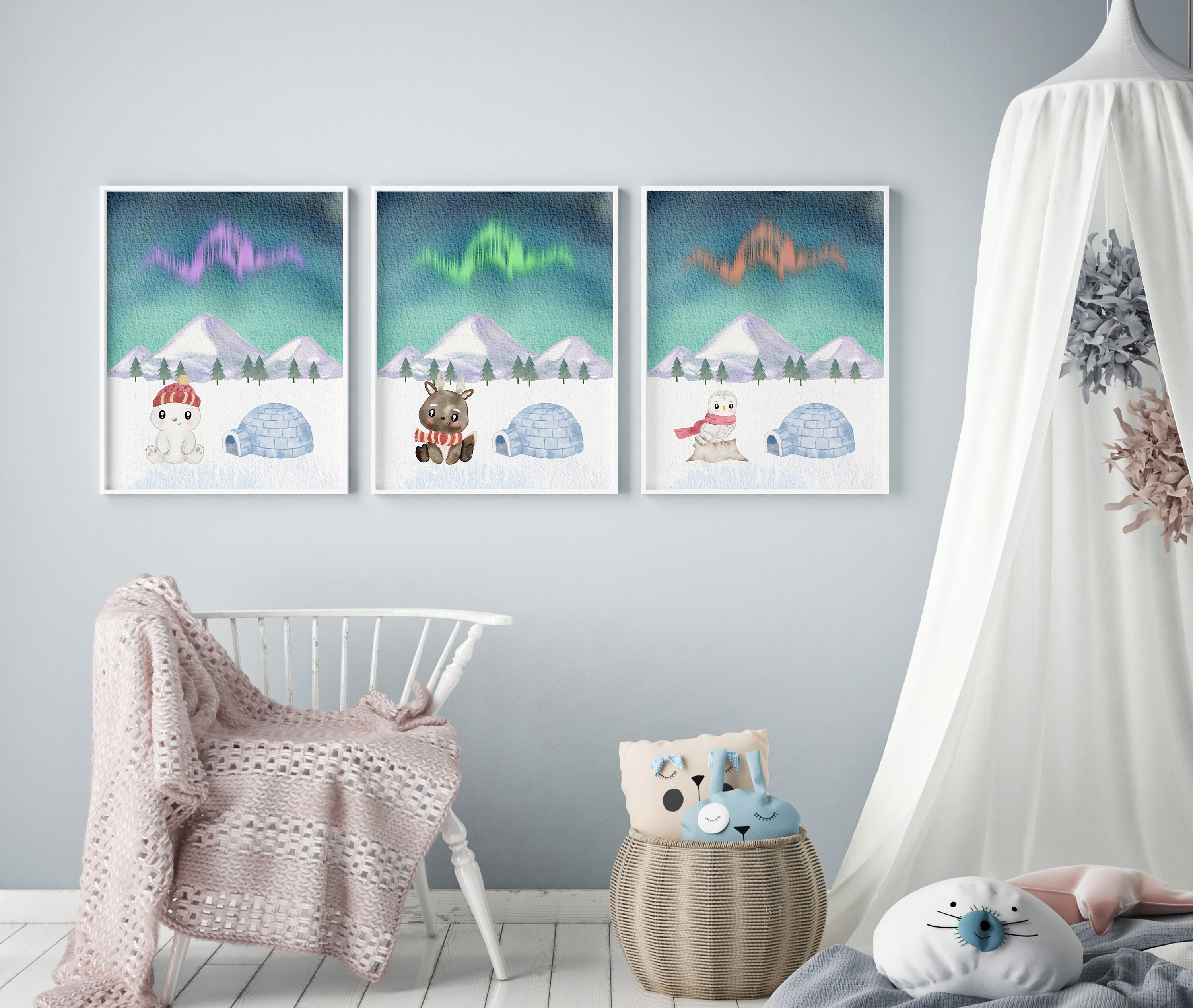 Arctic Animal Print, Polar Animals Nursery Wall Decor, Winter Animal ...