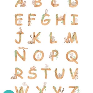 Woodland Alphabet and Numbers Print Forest ABC Nursery Wall - Etsy
