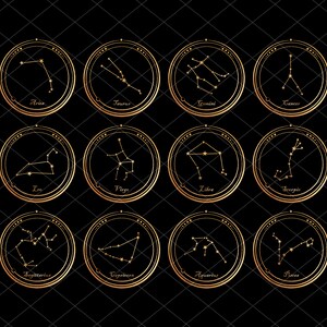 Custom Zodiac Sign Print, Personalized Constellation Gold Foil Poster ...