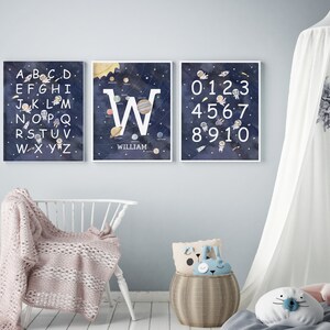 Custom Space Alphabet Numbers Print, Personalized Name Astronaut Animal ...