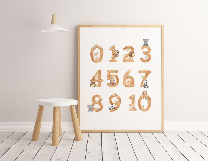 Safari Alphabet and Numbers Print, ABC Nursery Wall Decor, Neutral ...