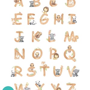 Safari Alphabet and Numbers Print ABC Nursery Wall Decor - Etsy