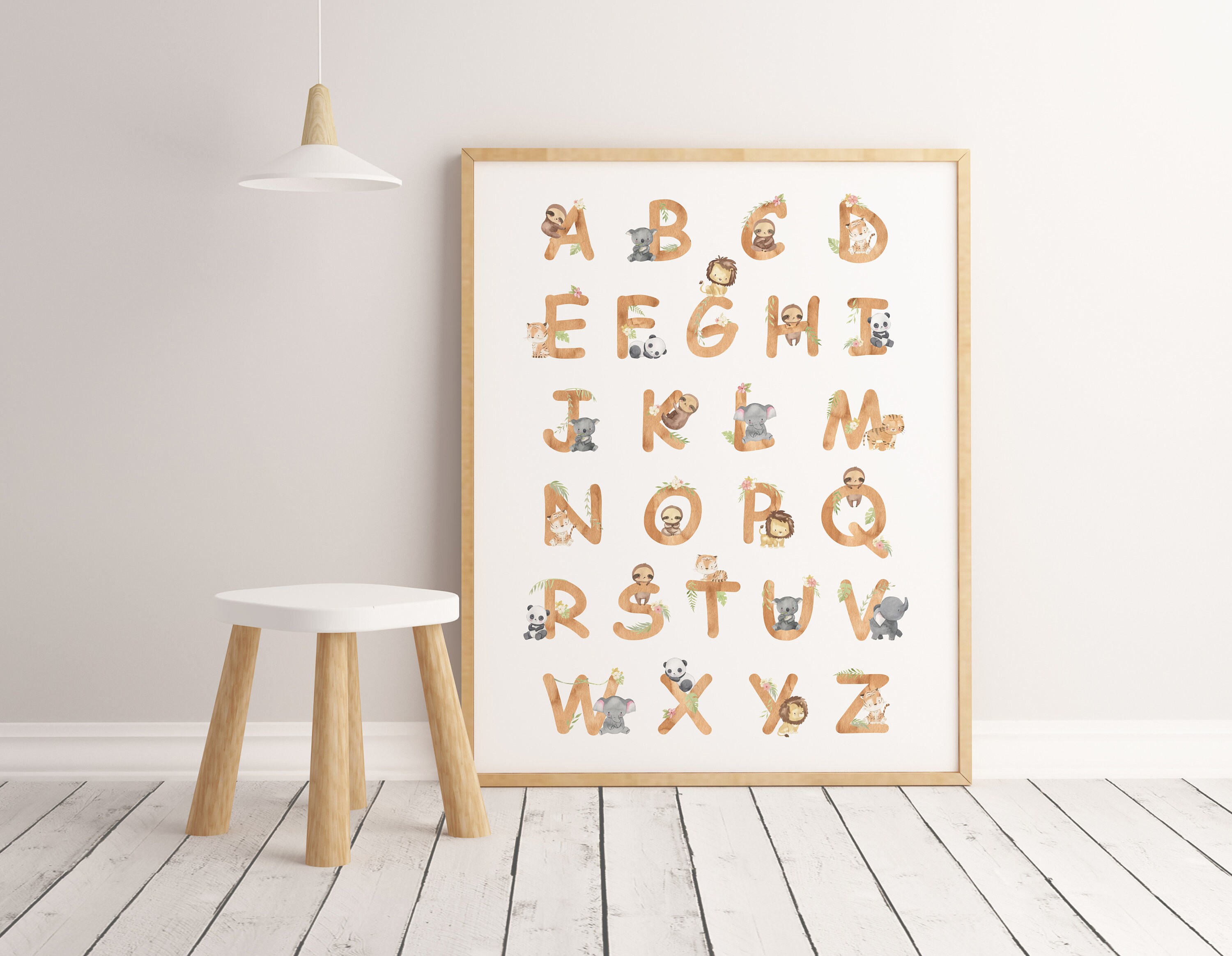 Safari Alphabet and Numbers Print, ABC Nursery Wall Decor, Neutral ...
