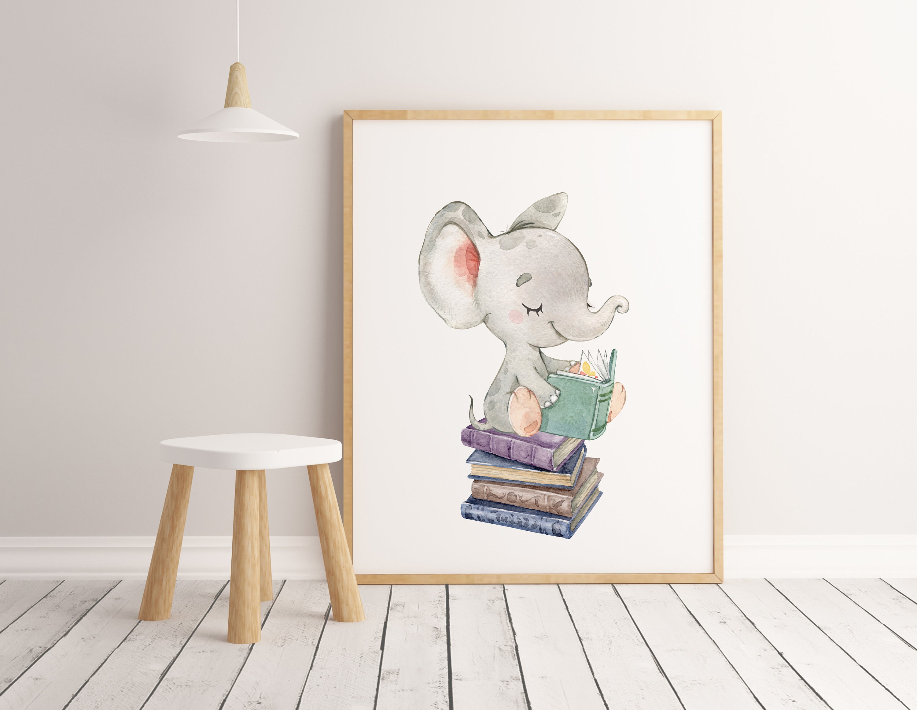 Animals Reading Prints, Animal and Book Nursery Wall Decor, Animal ...