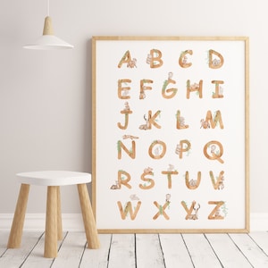 Woodland Alphabet and Numbers Print Forest ABC Nursery Wall - Etsy