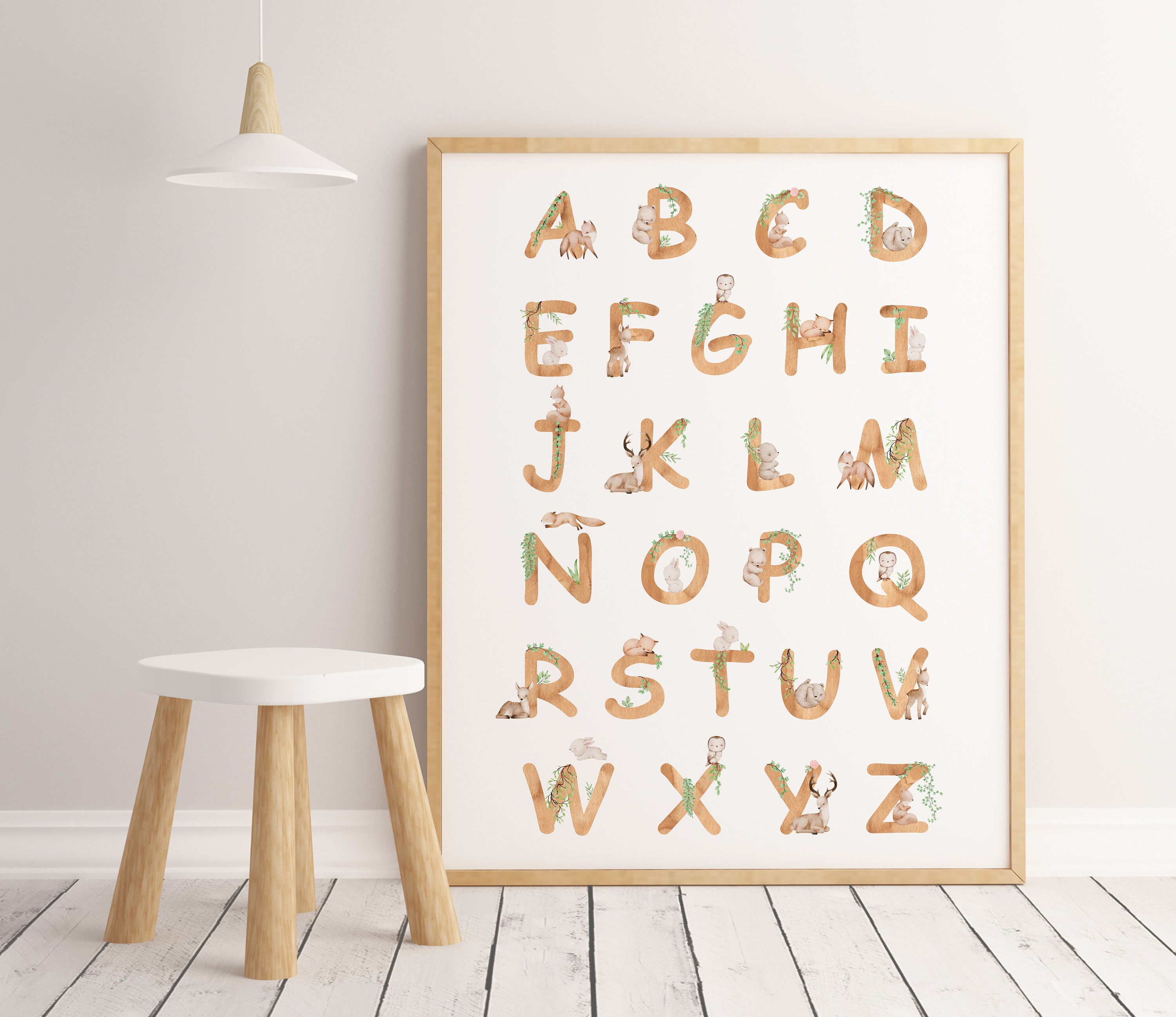 Woodland Alphabet and Numbers Print Forest ABC Nursery Wall - Etsy