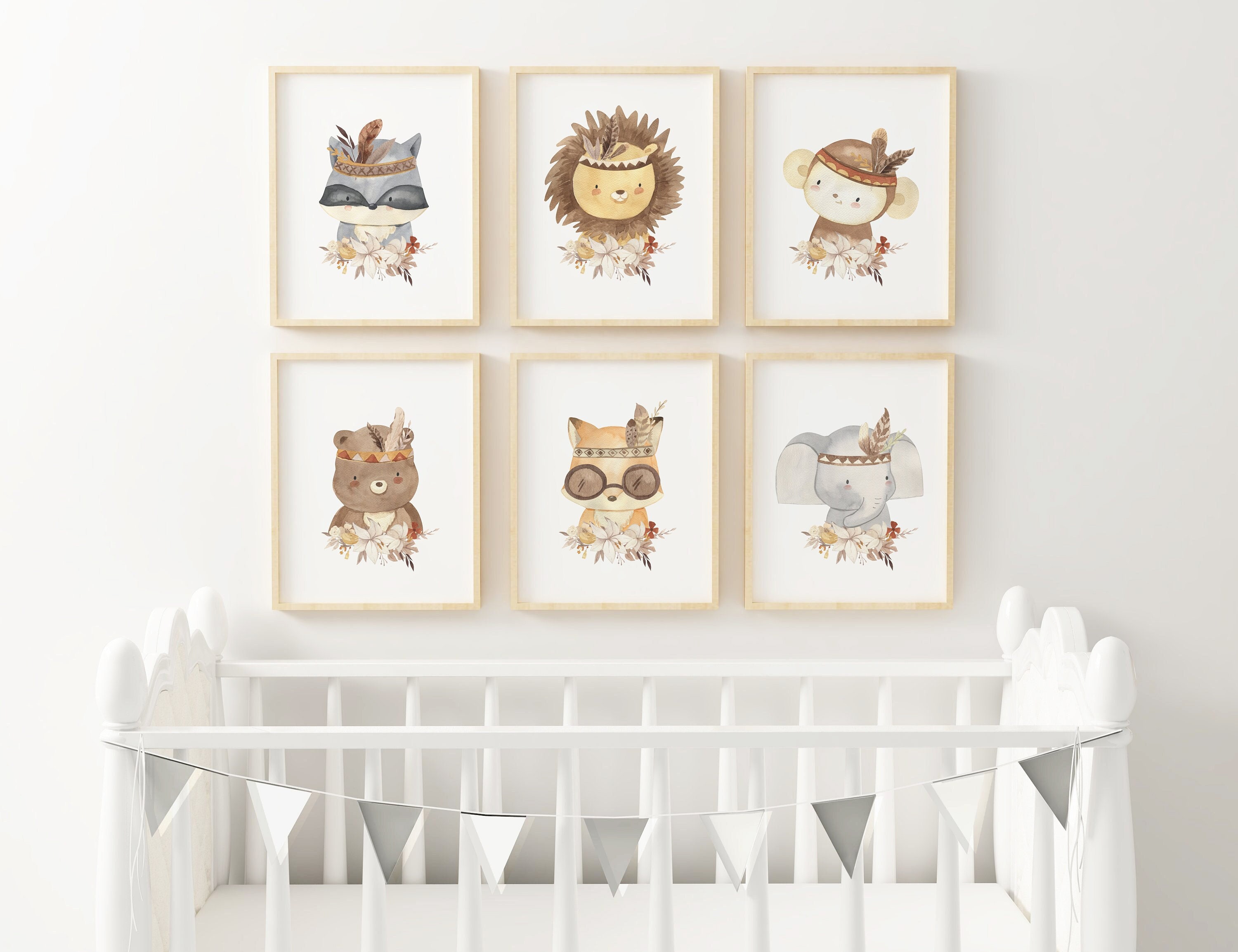 Boho Animal Print, Boho Nursery Print, Boho Wall Decor, Boho Animals ...