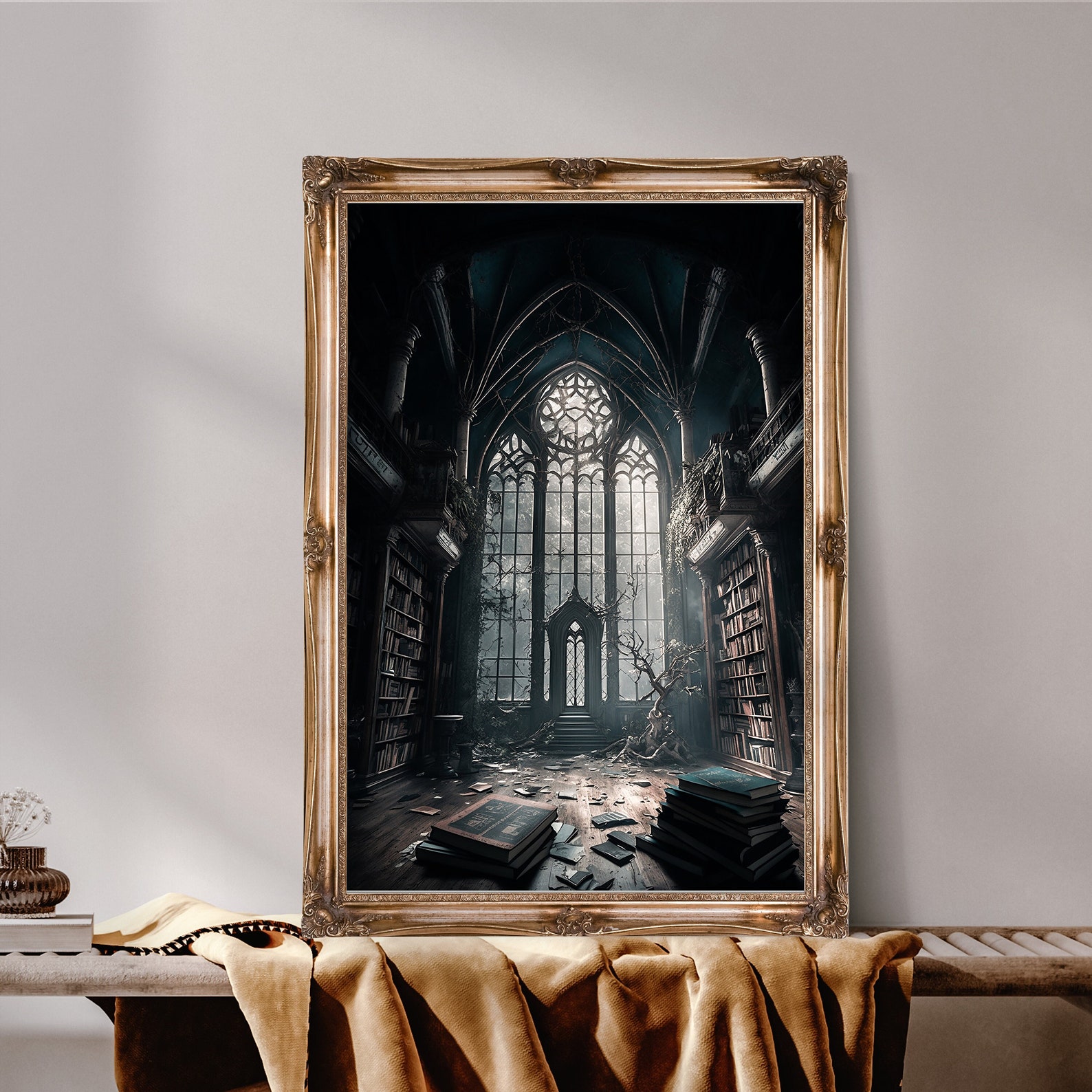 Dark Library, Dark Academia Decor, Witchy Wall Art, Gothic Home Decor ...