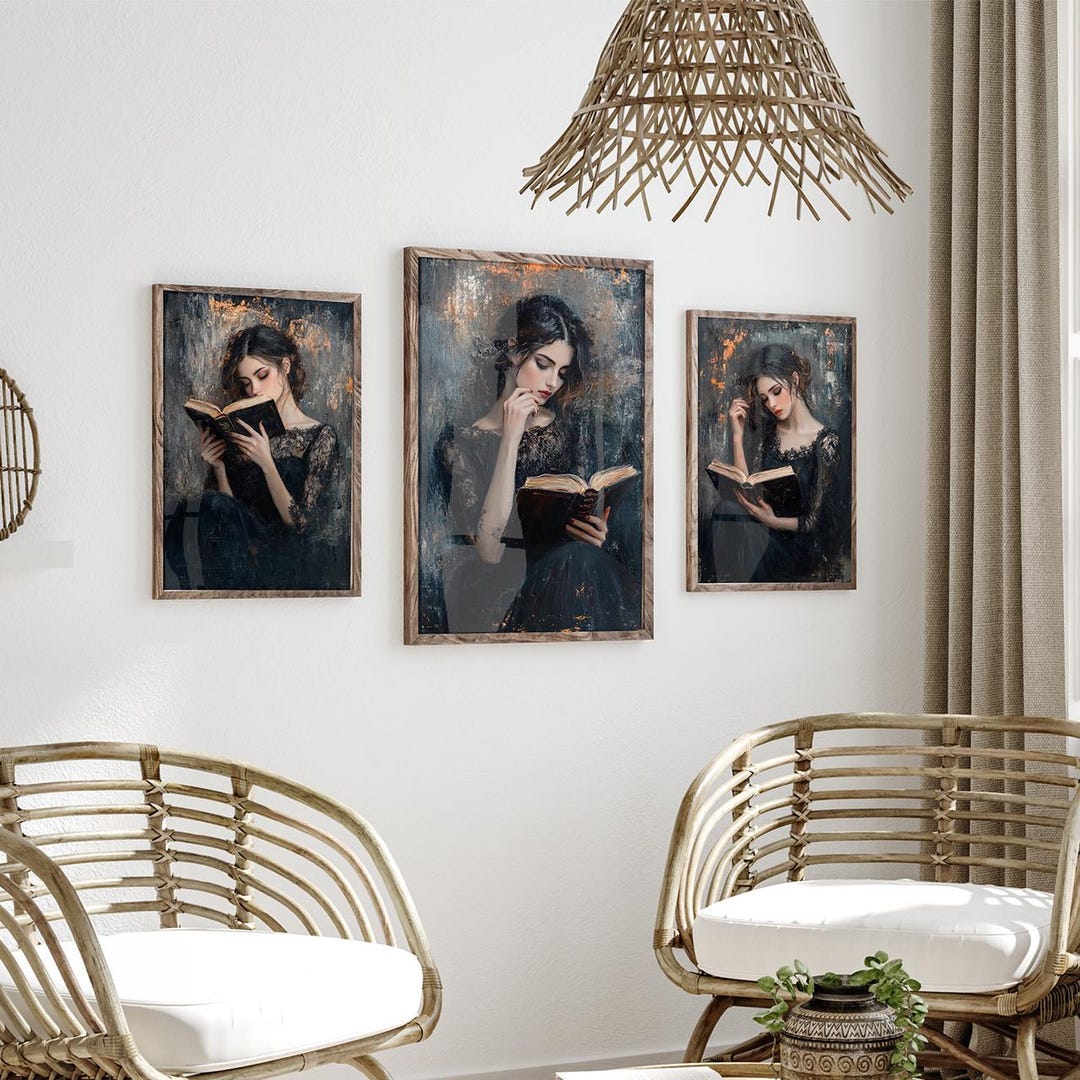 Set of 3,reading Corner Wall Art Set – Moody Dark Academia Decor ...