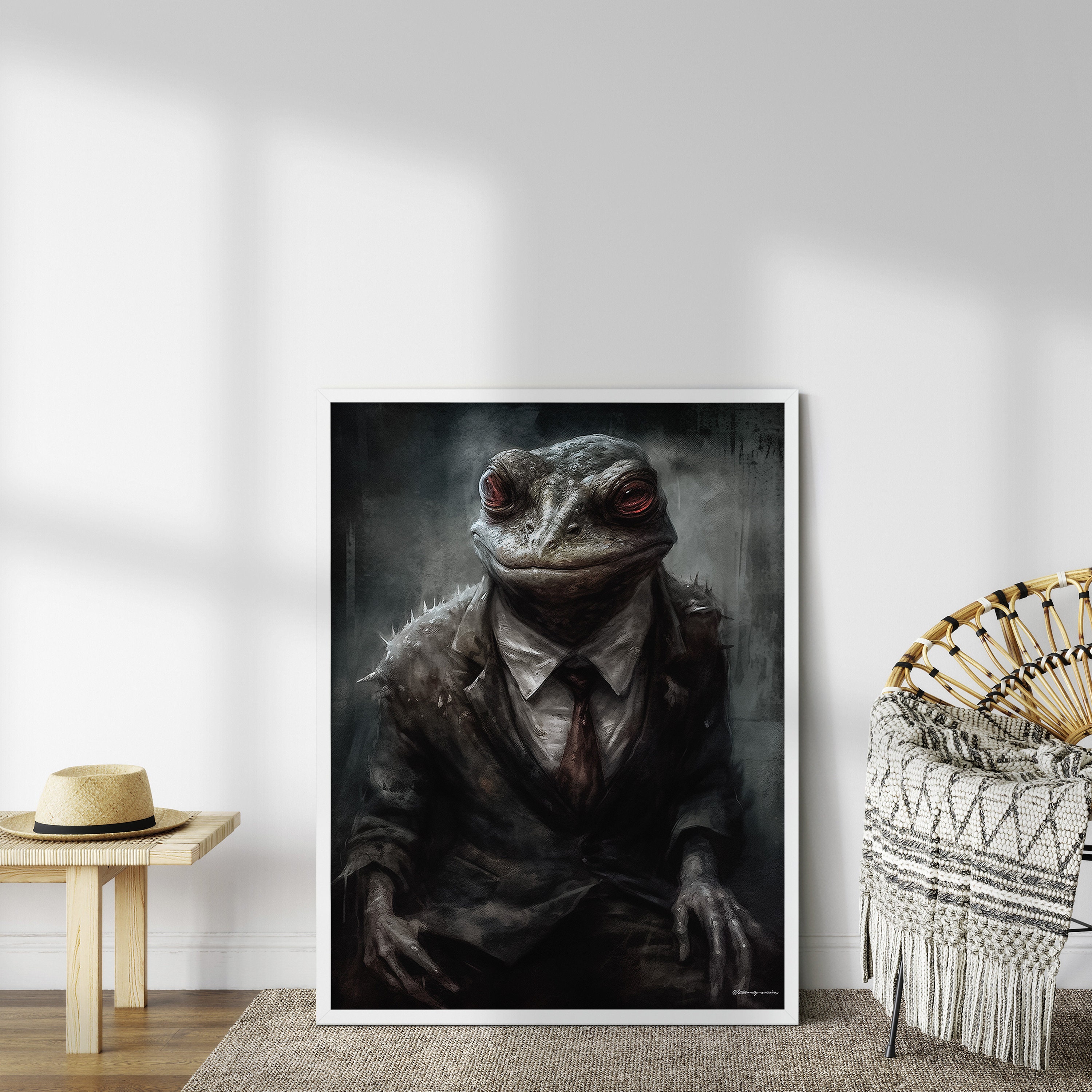 Anthropomorphic Frog Portrait, Dark Aesthetic Art, Frog Print, Frog ...