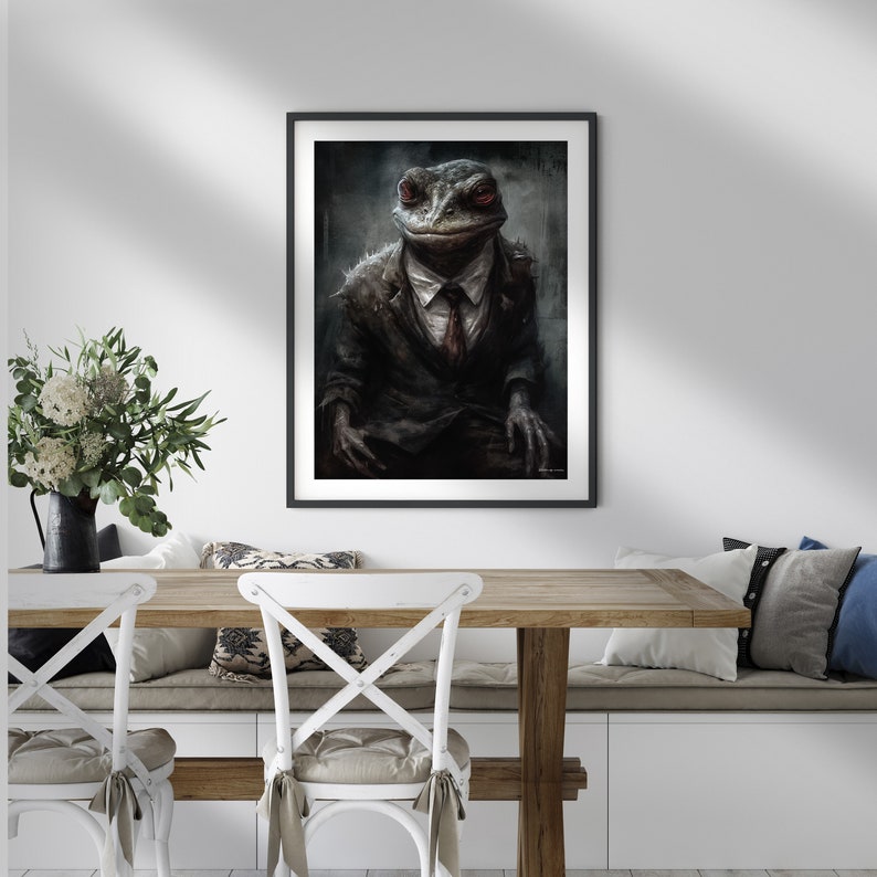 Anthropomorphic Frog Portrait, Dark Aesthetic Art, Frog Print, Frog ...