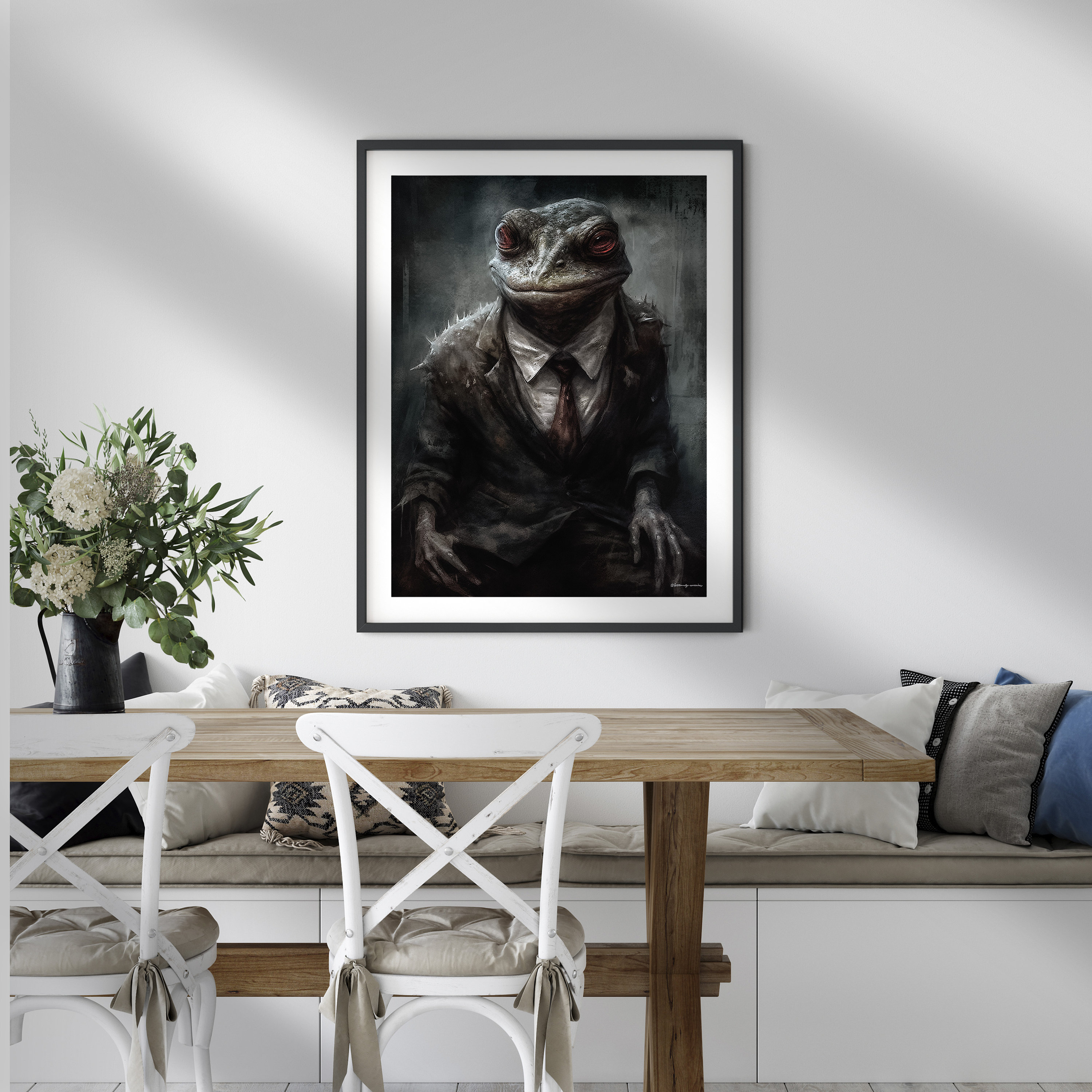 Anthropomorphic Frog Portrait, Dark Aesthetic Art, Frog Print, Frog ...