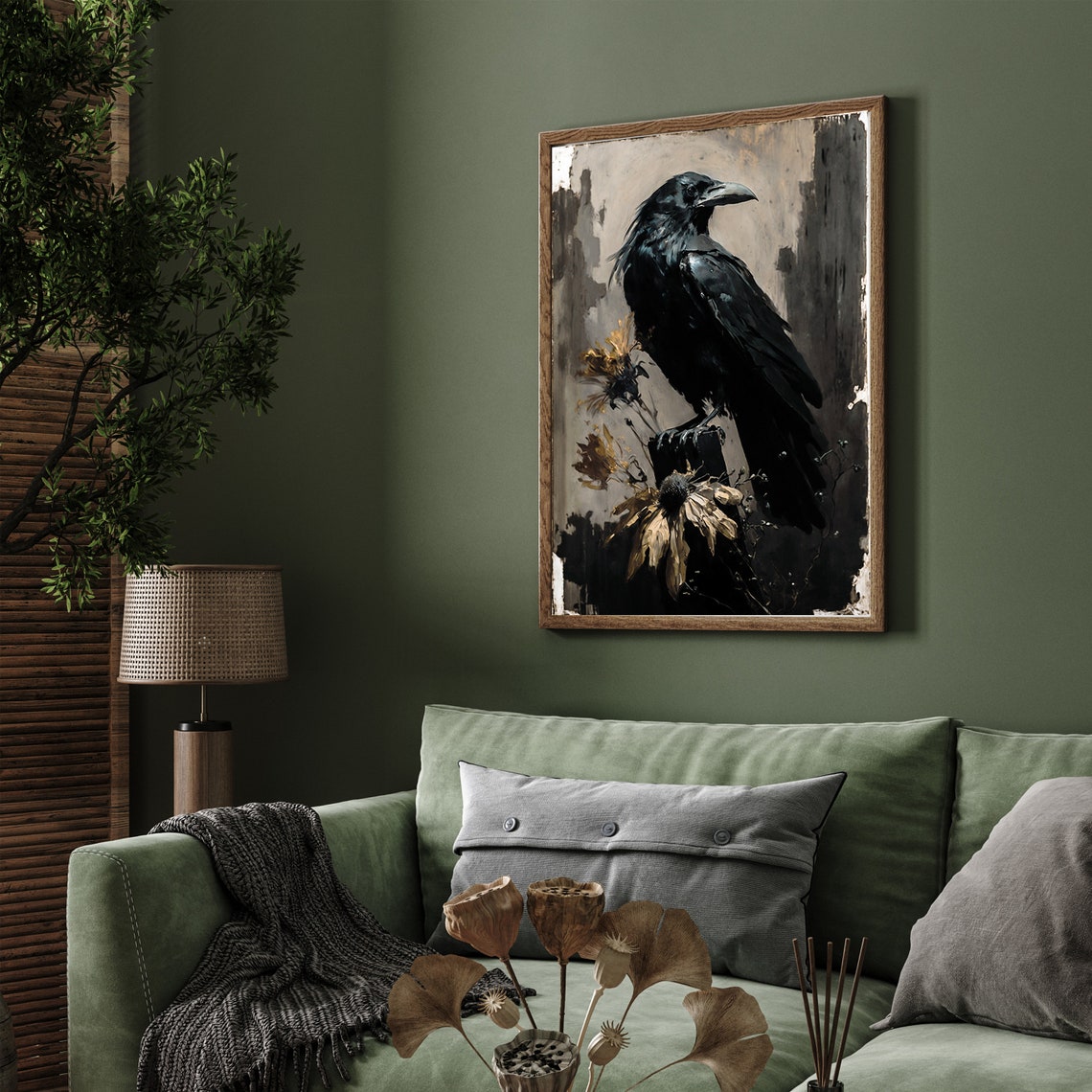 Crow Oil Painting Wall Art, Witchy Room Decor, Dark Academia Prints ...