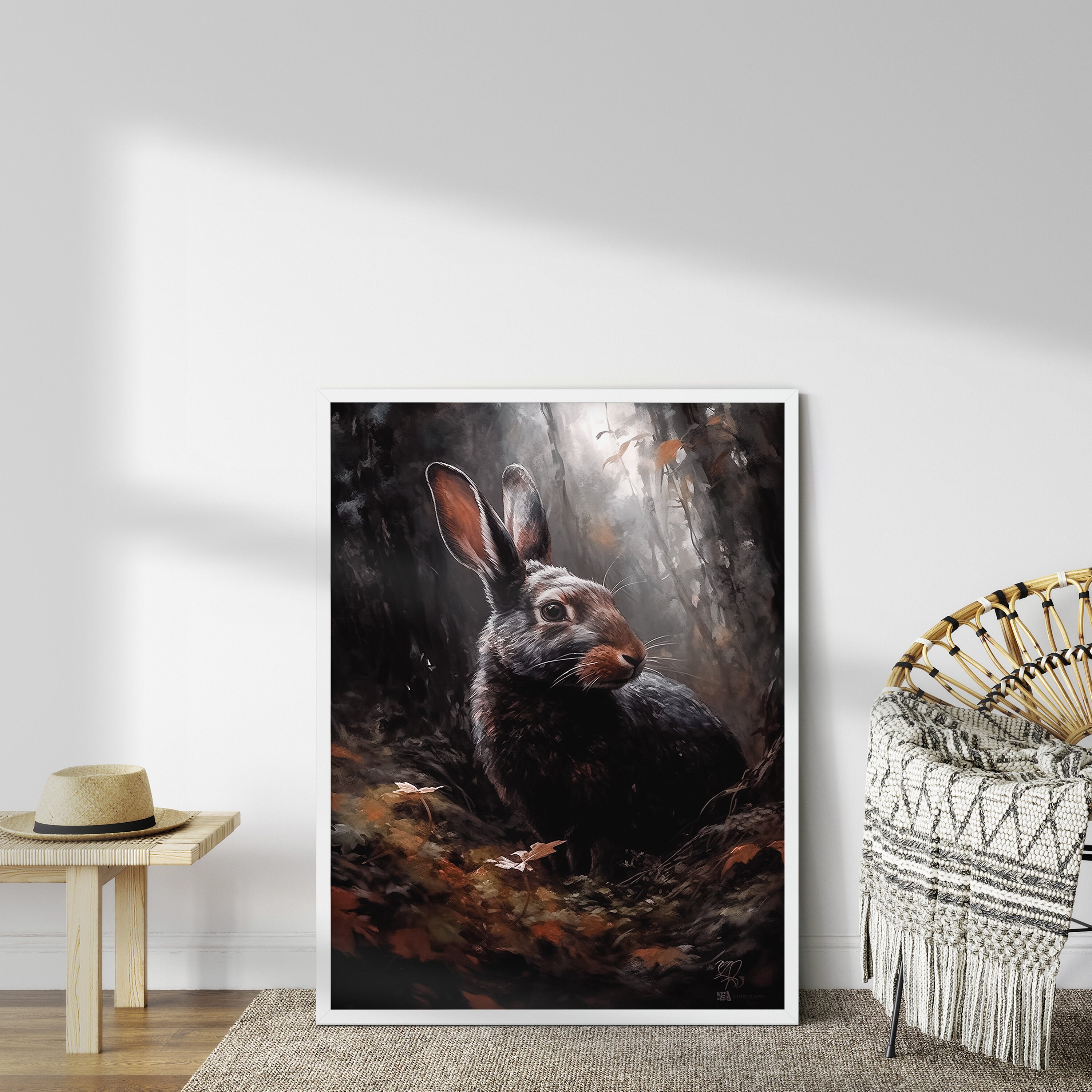 The Stinky Rabbit in the Dark Forest Print Vintage Moody - Etsy