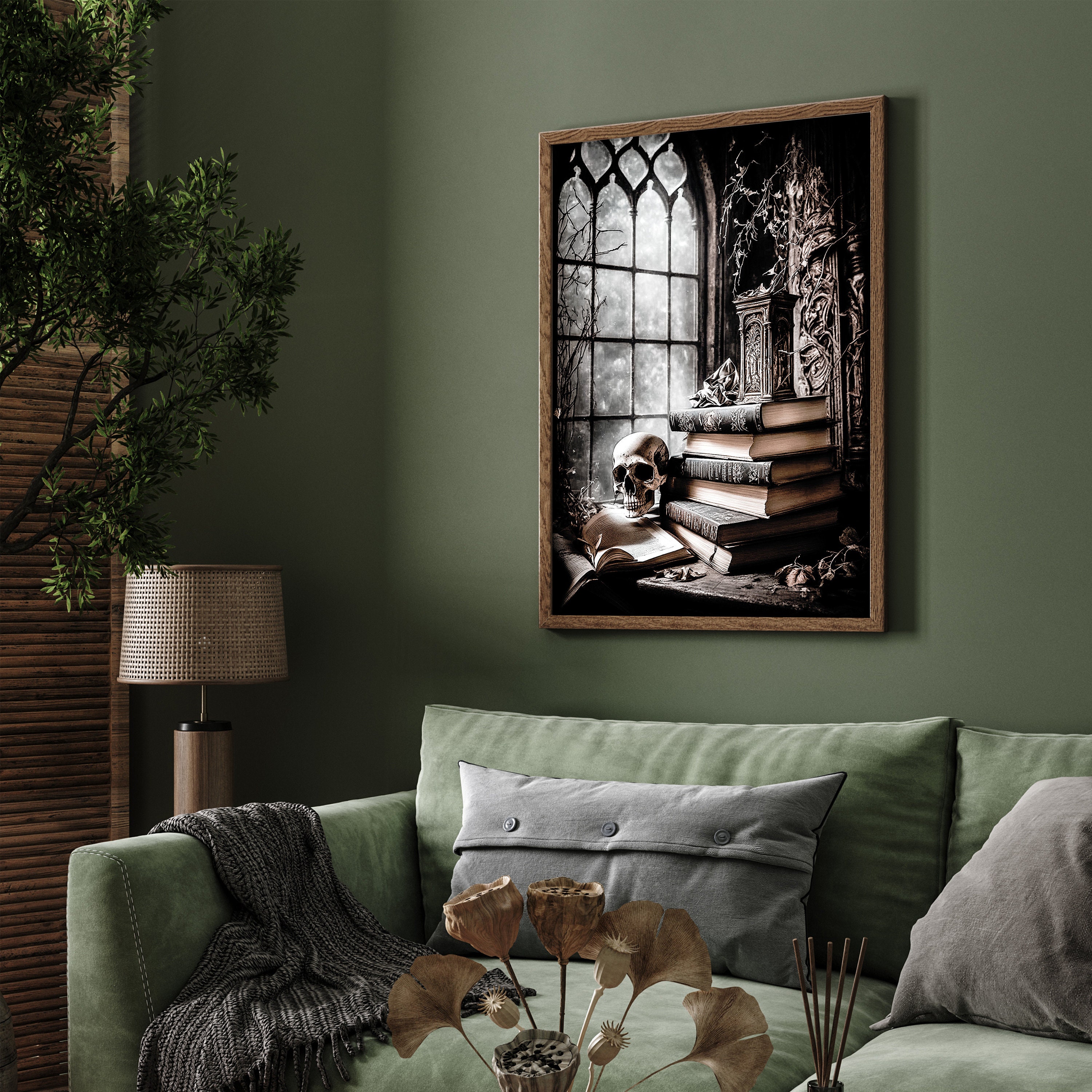 Dark Academia Wall Decor, Abandoned Gothic Library, Victorian Painting ...