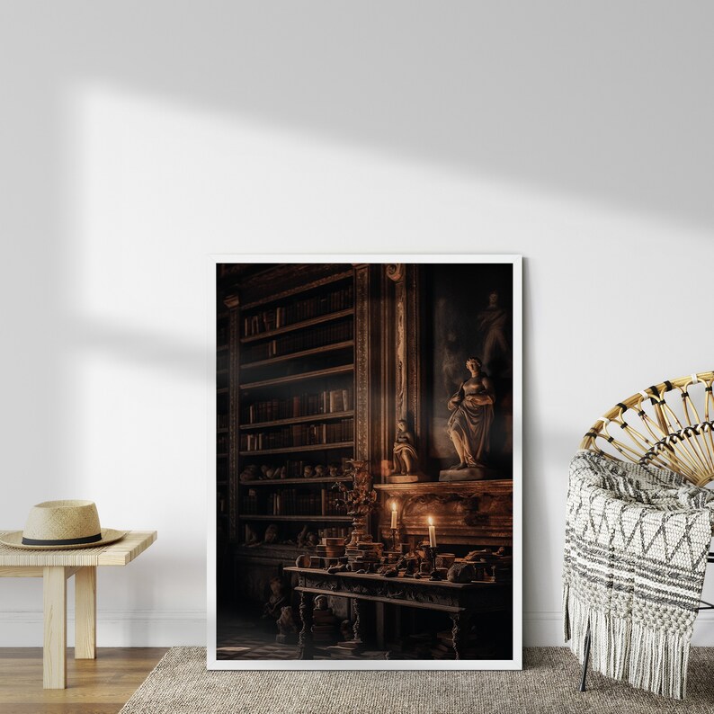 Abandoned Library, Gothic Vintage Library Wall Art, Dark Academia Decor ...